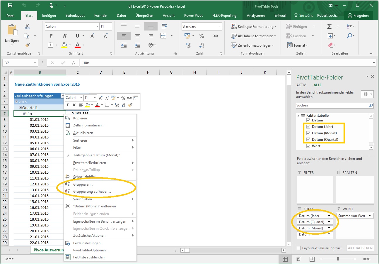 Das Neue Excel 2016 Teil 2 Power Pivot Linearis BI F r Die 